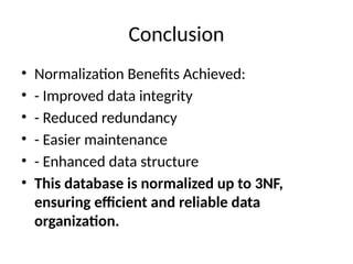 DBMS PROJECT.pptx (with normalization upto 3nf) | PPTX