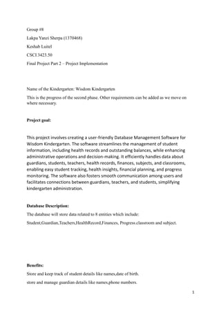 Streamlining Kindergarten Management: A Database Solution | DOCX