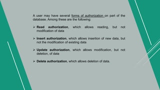 Security and Integrity violations, Authorisation and views, Integrity Constant | PPTX