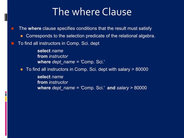 Data Base Management System - Basic Structure of SQL Queries | PPTX