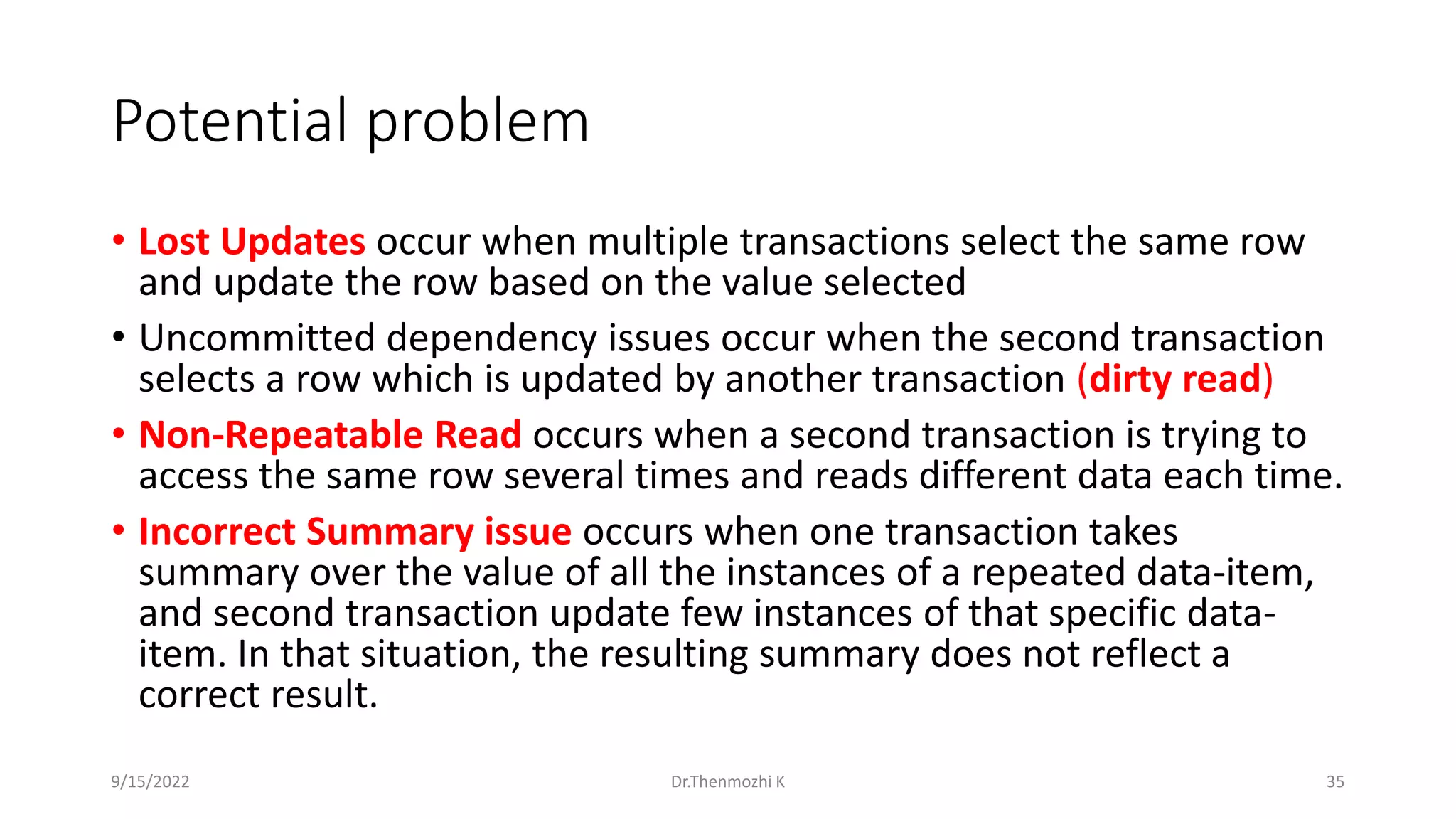 DBMS_Transaction processing – Schedule –Serializable Schedule ...