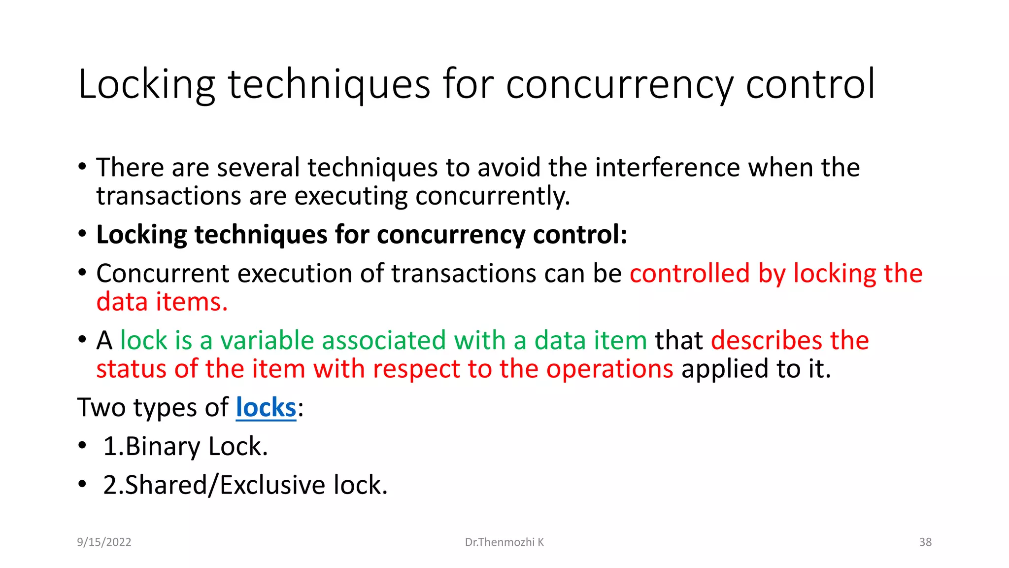DBMS_Transaction processing – Schedule –Serializable Schedule – Concurrency Control.pptx ...