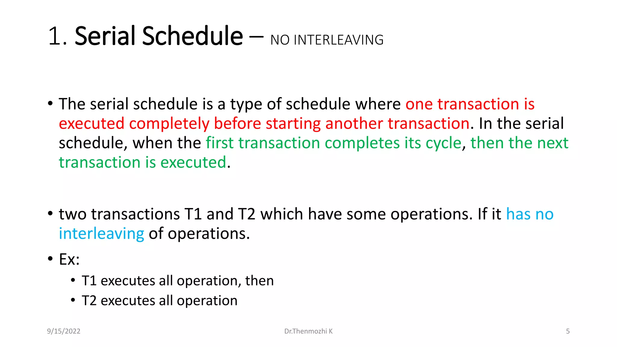 DBMS_Transaction processing – Schedule –Serializable Schedule – Concurrency Control.pptx