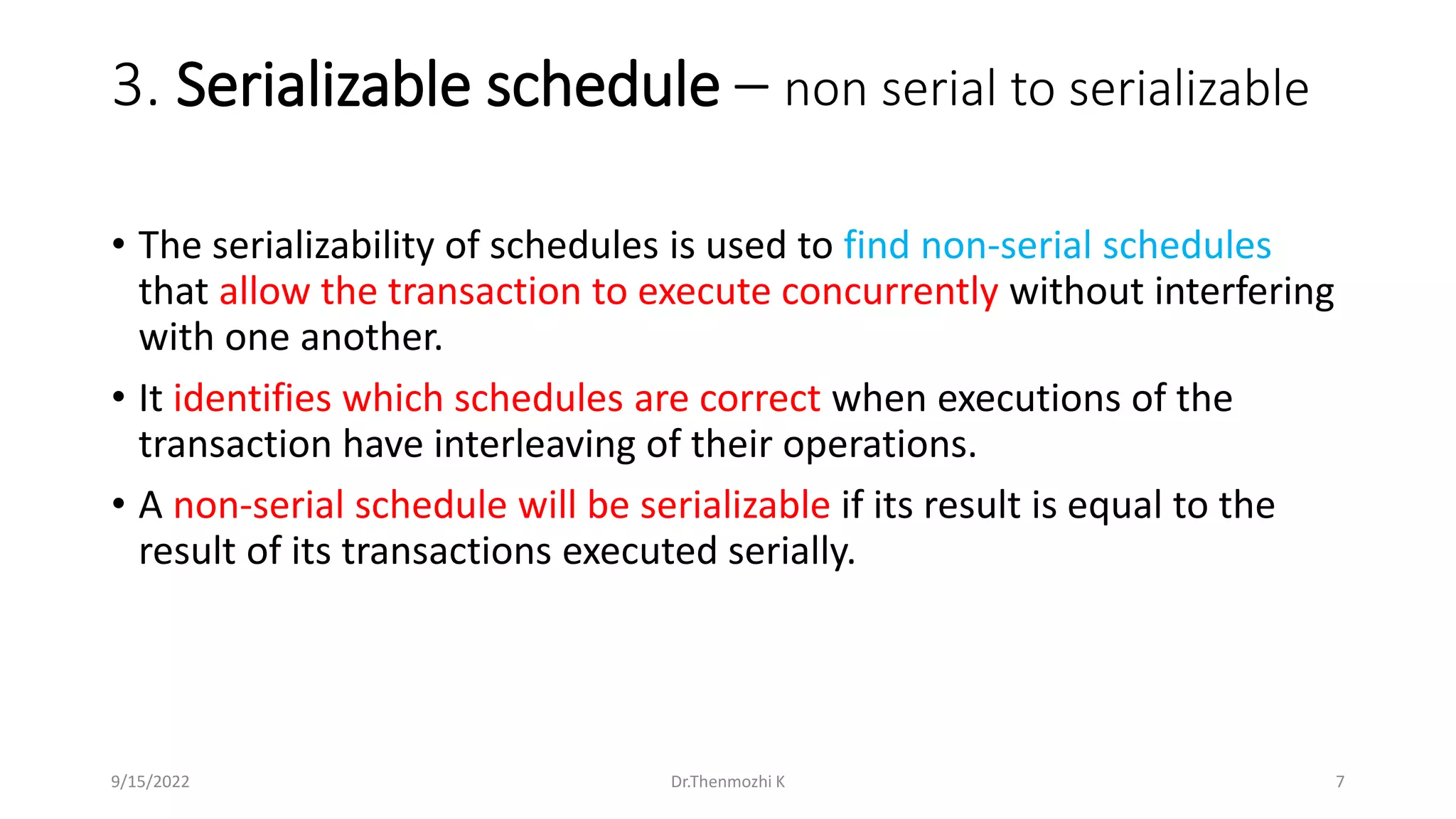 DBMS_Transaction processing – Schedule –Serializable Schedule ...