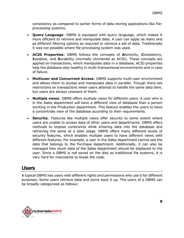 Dbms Tutorial Pdf