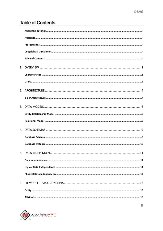 Dbms Tutorial Pdf