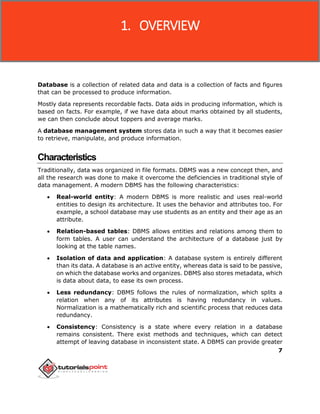 Dbms tutorial | PDF