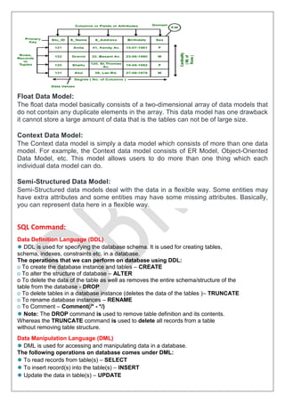 Database management systems notes for unit 1 | PDF