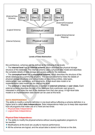 Database management systems notes for unit 1 | PDF