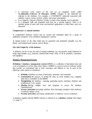 DATABASE MANAGEMENT SYSTEM UNIT-I Chapter-1 | PDF