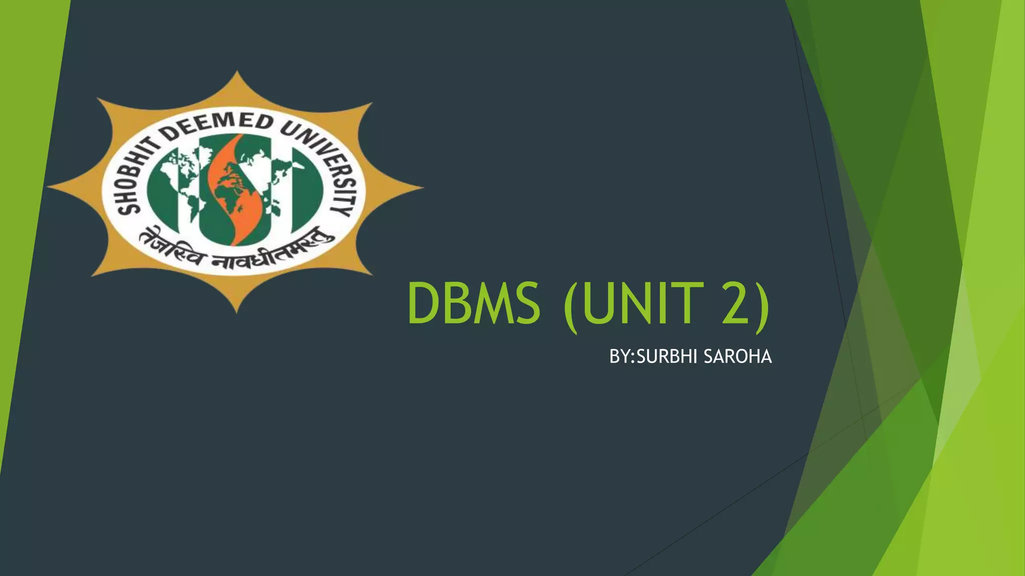 DBMS (UNIT 2) | PPTX