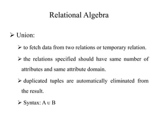 DBMS - Relational Algebra | PPTX