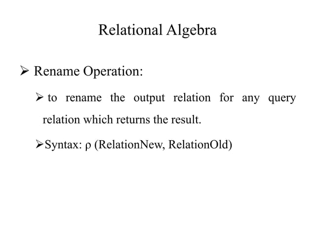 DBMS - Relational Algebra | PPTX
