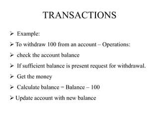 DBMS - Transactions | PPTX