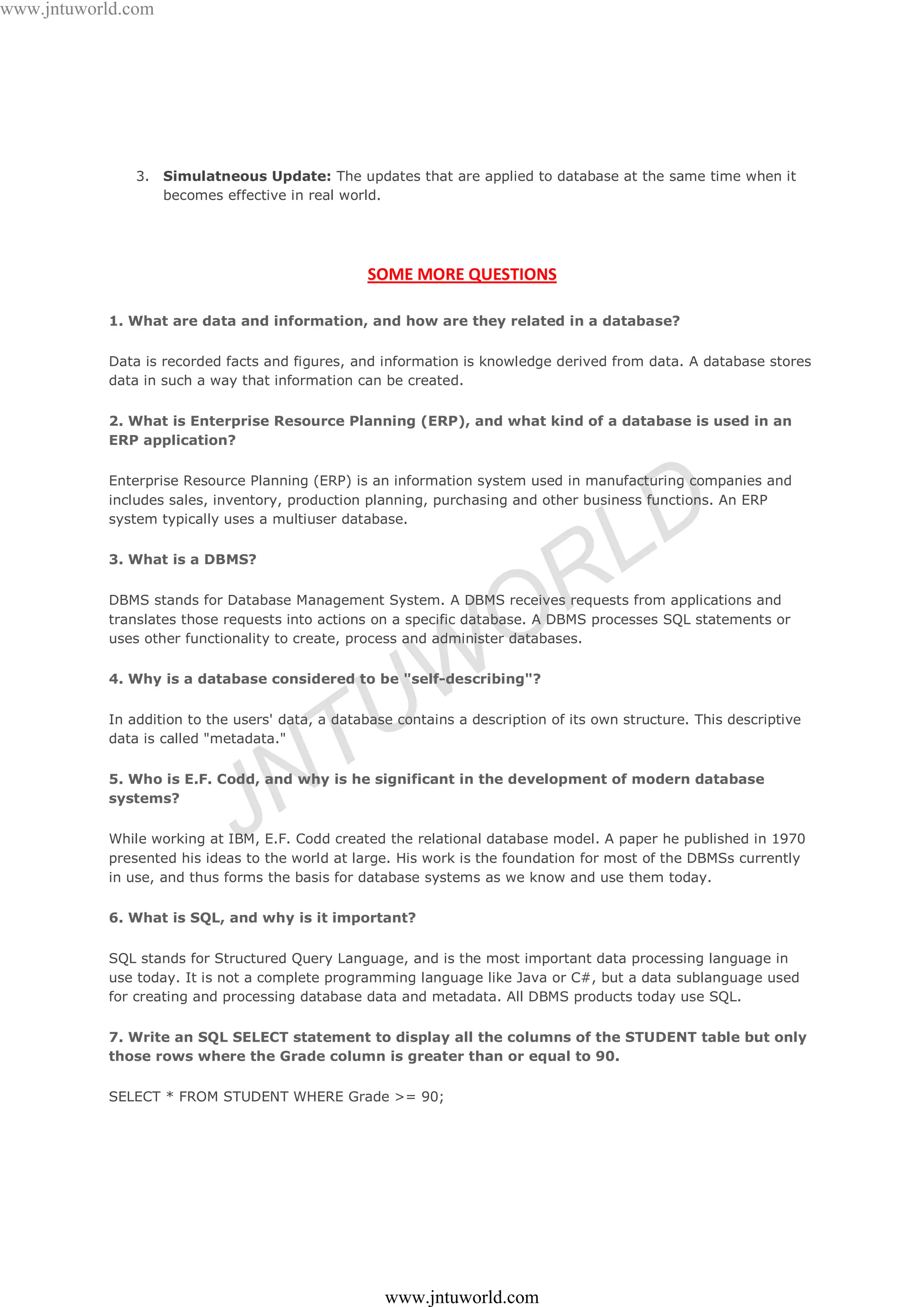 Dbms viva questions | PDF