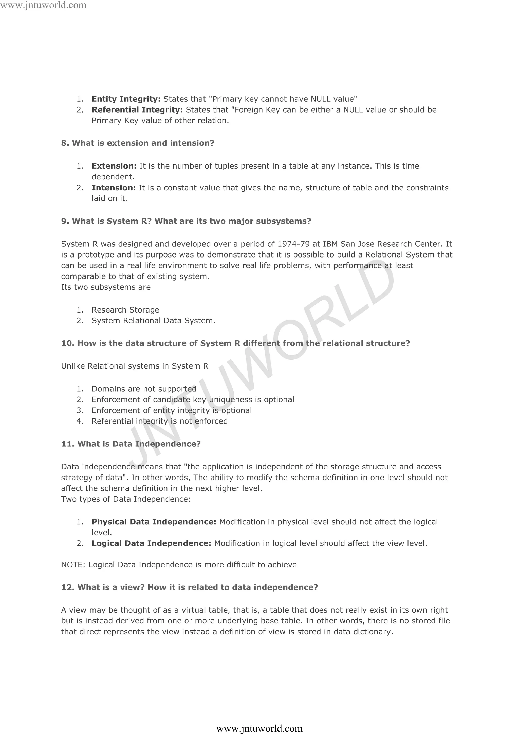 Dbms viva questions | PDF