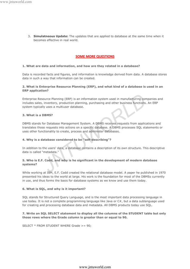 Dbms viva questions | PDF