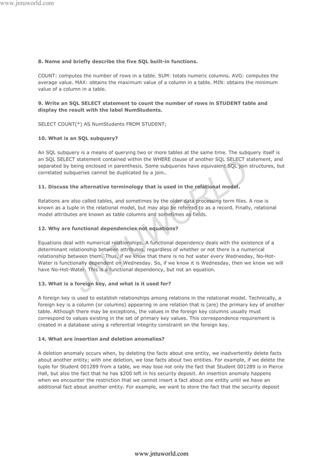 Dbms viva questions | PDF