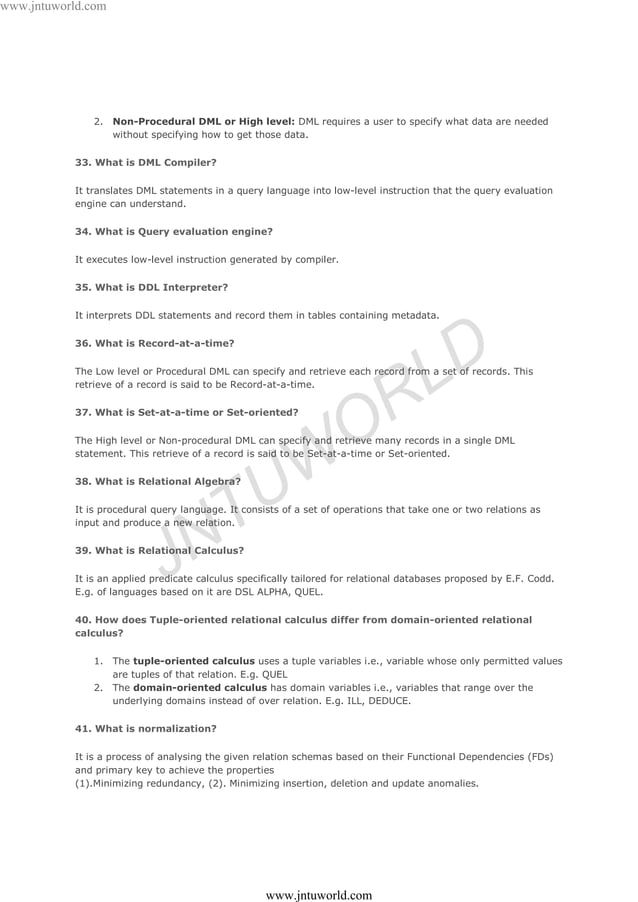 Dbms viva questions | PDF