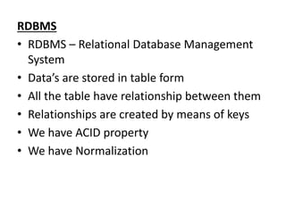 Dbms vs rdbms | PPT
