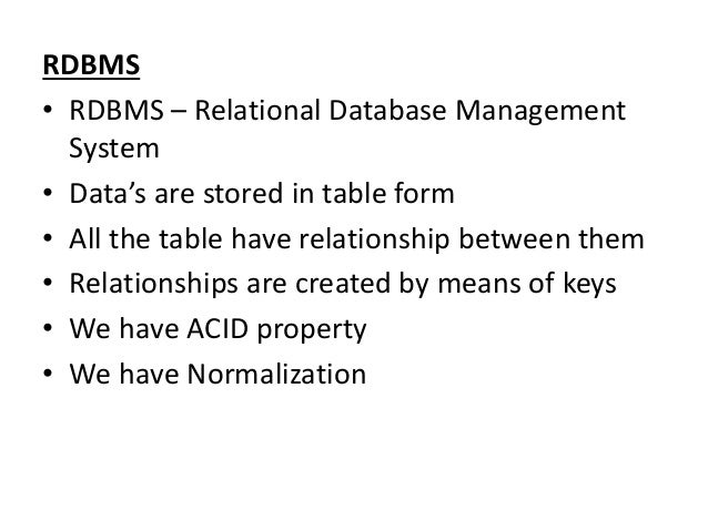 Dbms vs rdbms