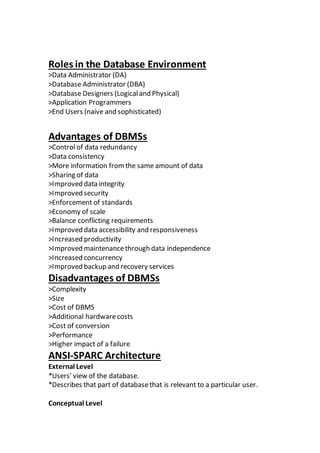 Database note for 4th semester Notes | DOC