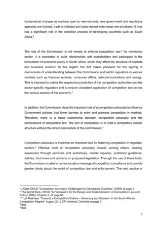 D bove and a yokwana 'the role of competition advocacy in shaping 20 years of competition law in ...