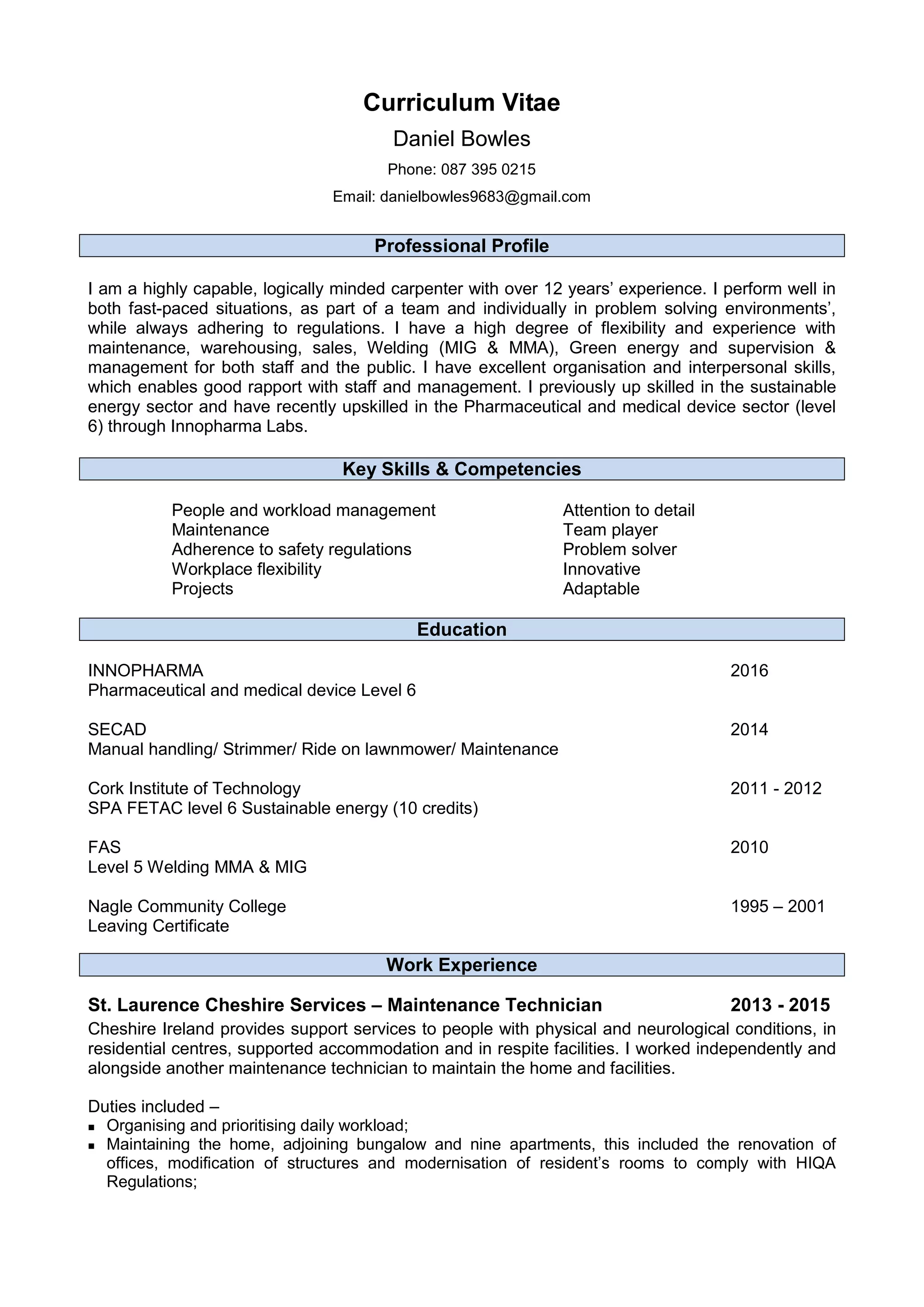D bowles(final) cv | PDF