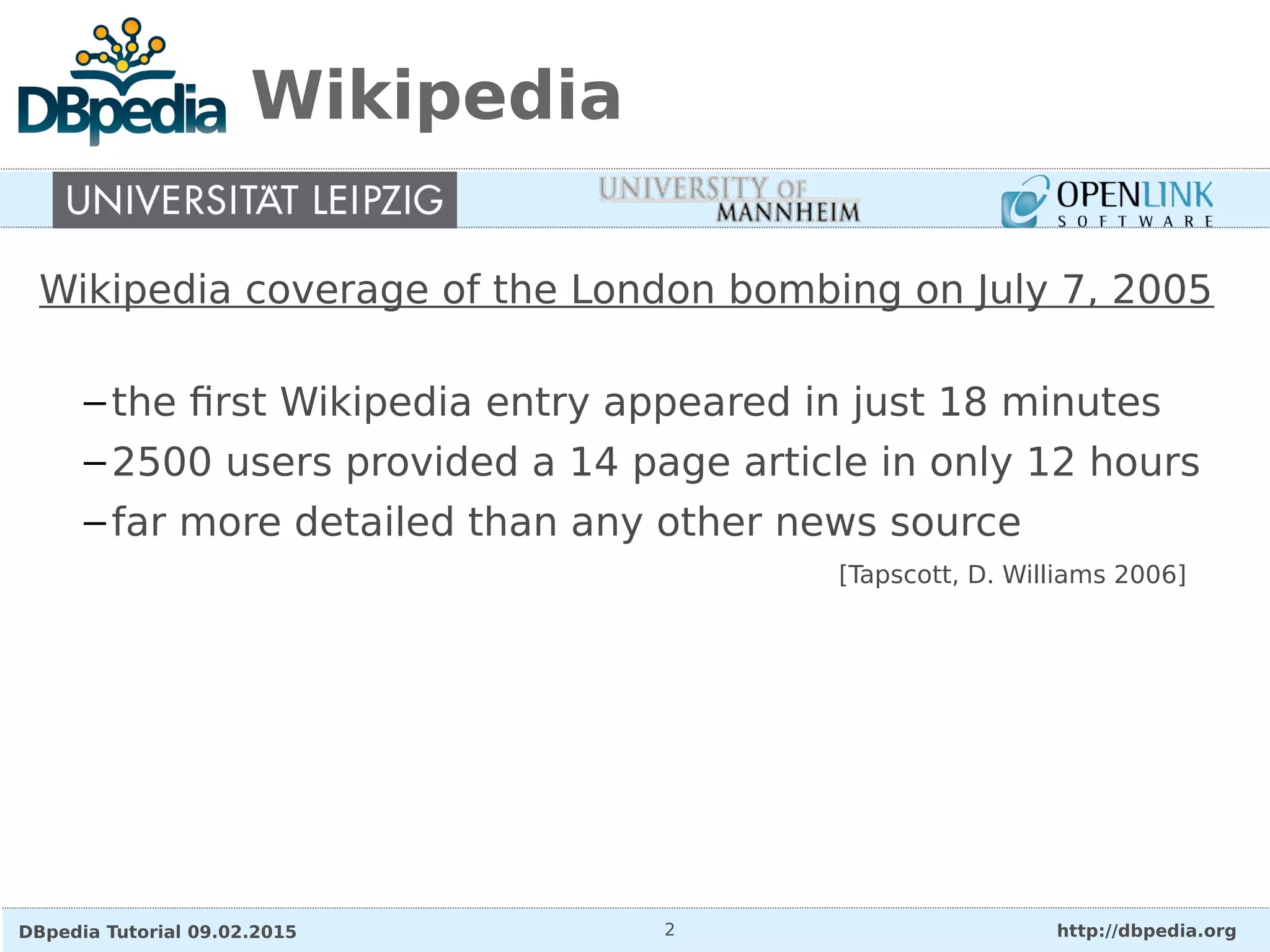 DBpedia Tutorial - Feb 2015, Dublin | PDF