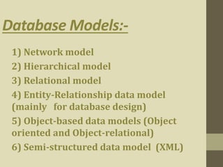 Types of Database Models | PPTX