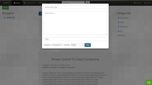 Blog - An Online blogging project | PPTX | Web Development | Internet