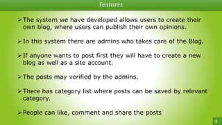 Blog - An Online blogging project | PPTX