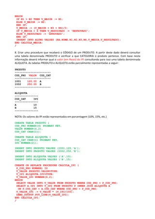 Exercícios PL/SQL | PDF