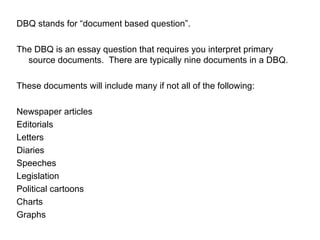 DBQ Tips and Hints | PPT