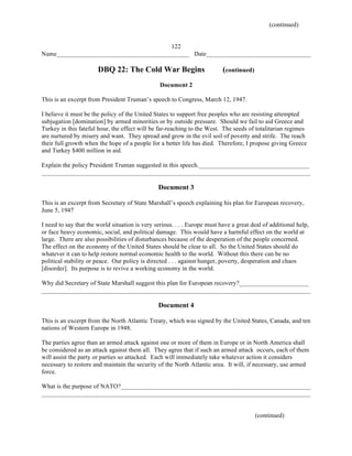 DBQ - Start of the Cold War Document Based Questions | PDF