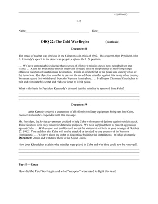 DBQ - Start of the Cold War Document Based Questions | PDF