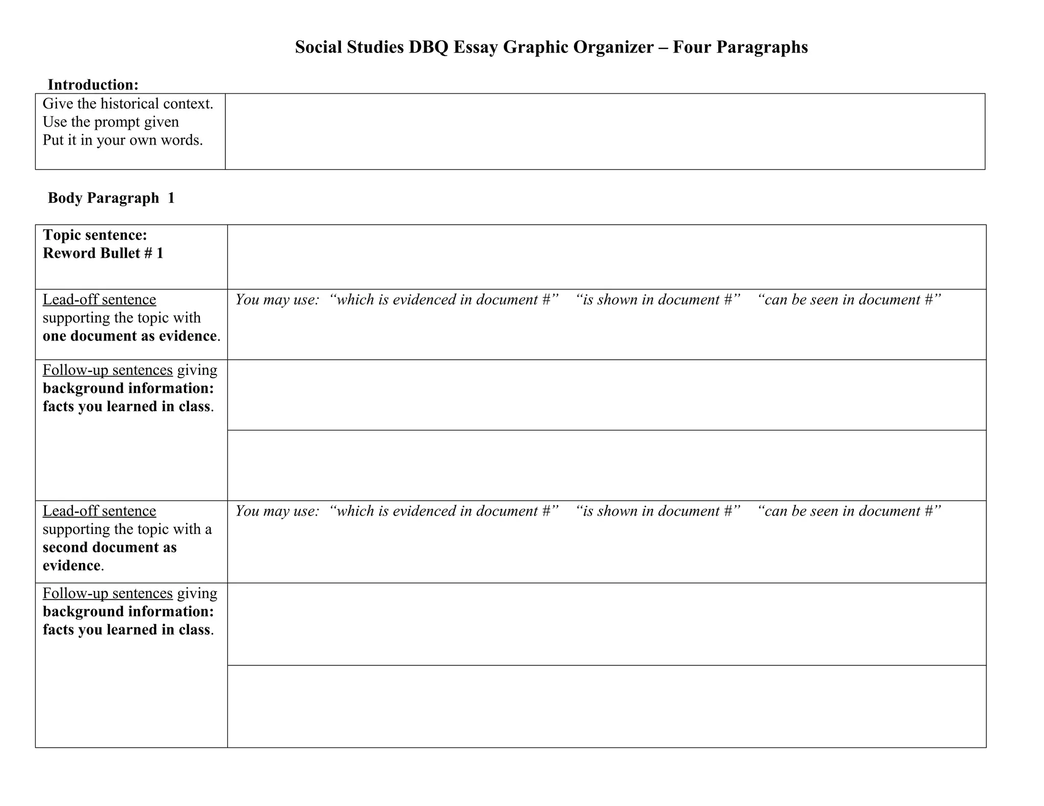Dbq+essay+graphic+organizer | DOC