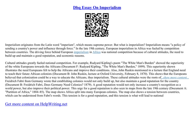 Dbq Essay On Imperialism | PPT