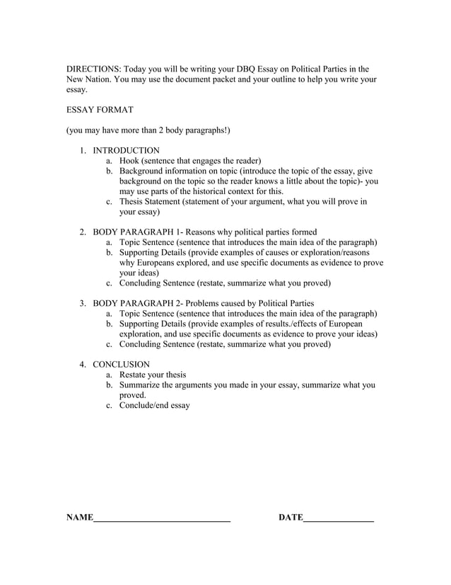 Dbq essay outline exploration | DOC