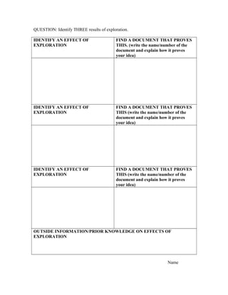 Dbq essay outline exploration | DOC