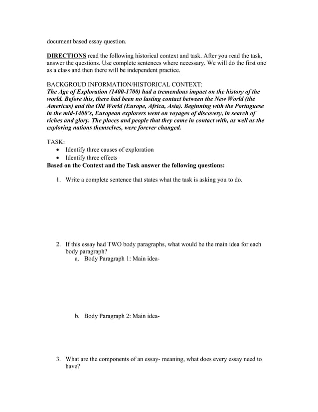Dbq essay outline exploration | PDF