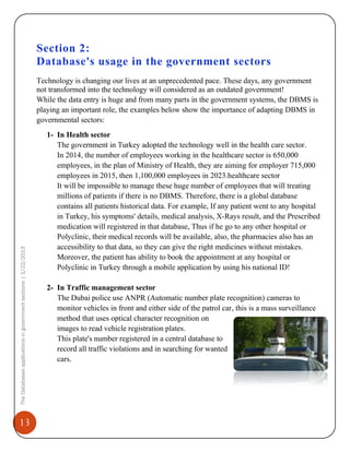 The Databases applications in government sections | PDF