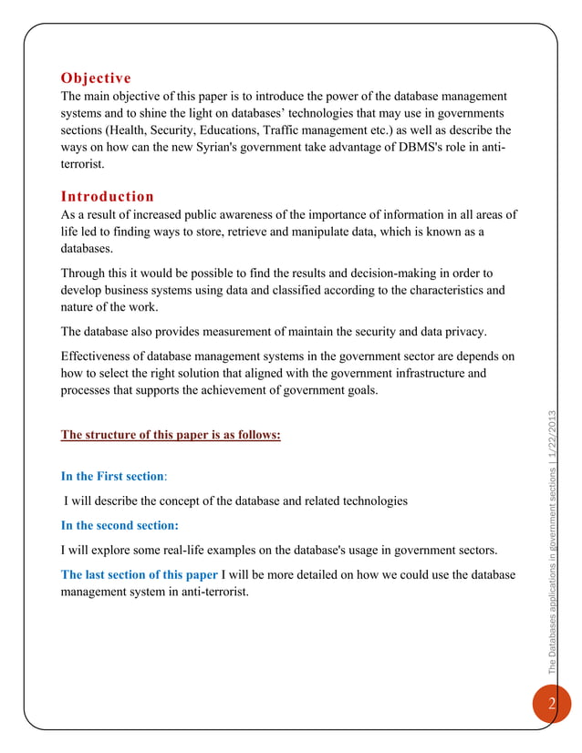 The Databases applications in government sections | PDF | Databases ...