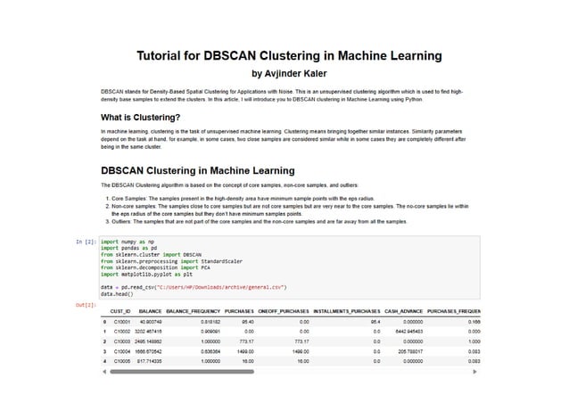 Tutorial For Dbscan Clustering In Machine Learning Ppt 4167