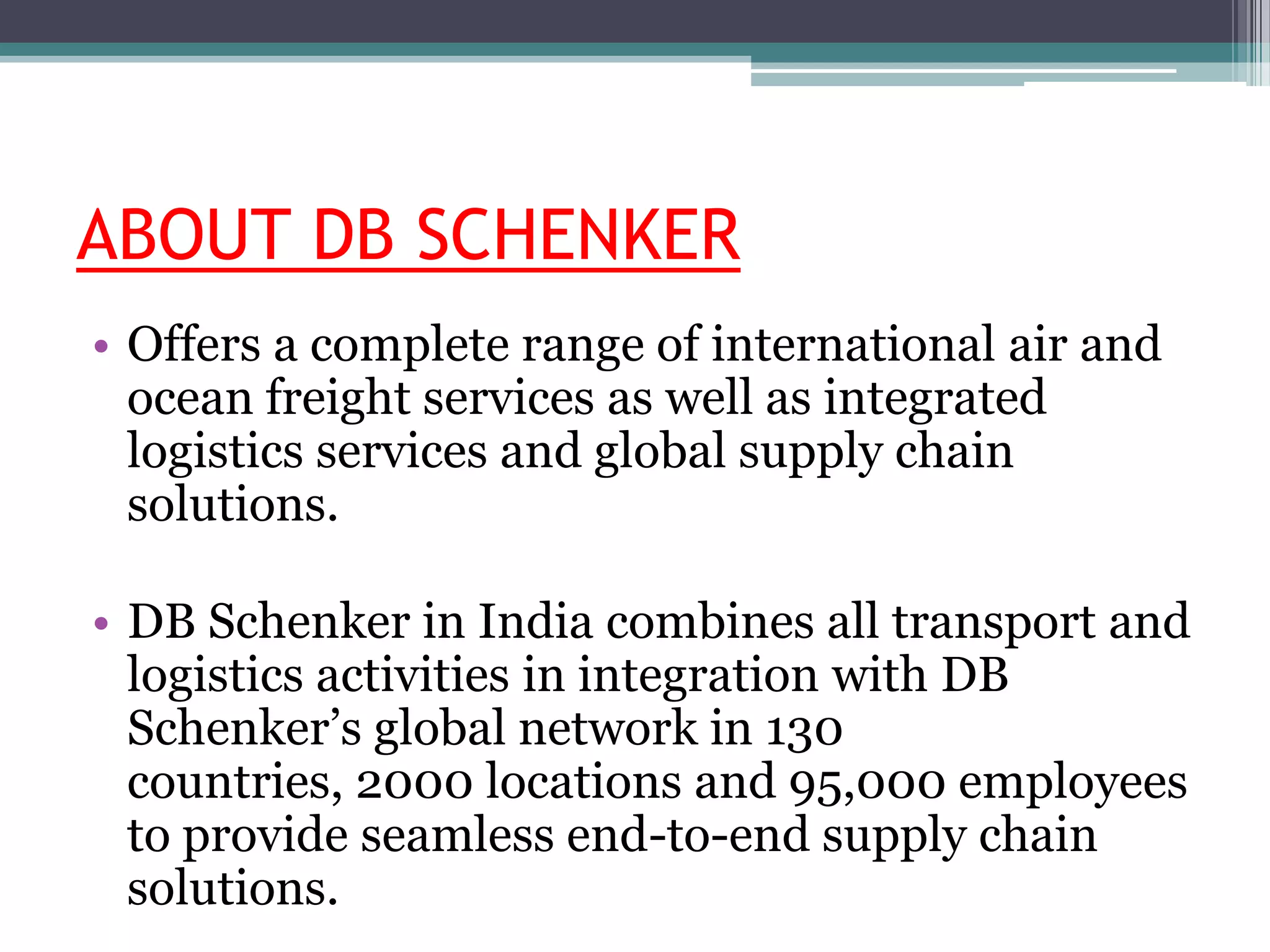 Db schenker by sachin nain and vishnu narayanan | PPTX