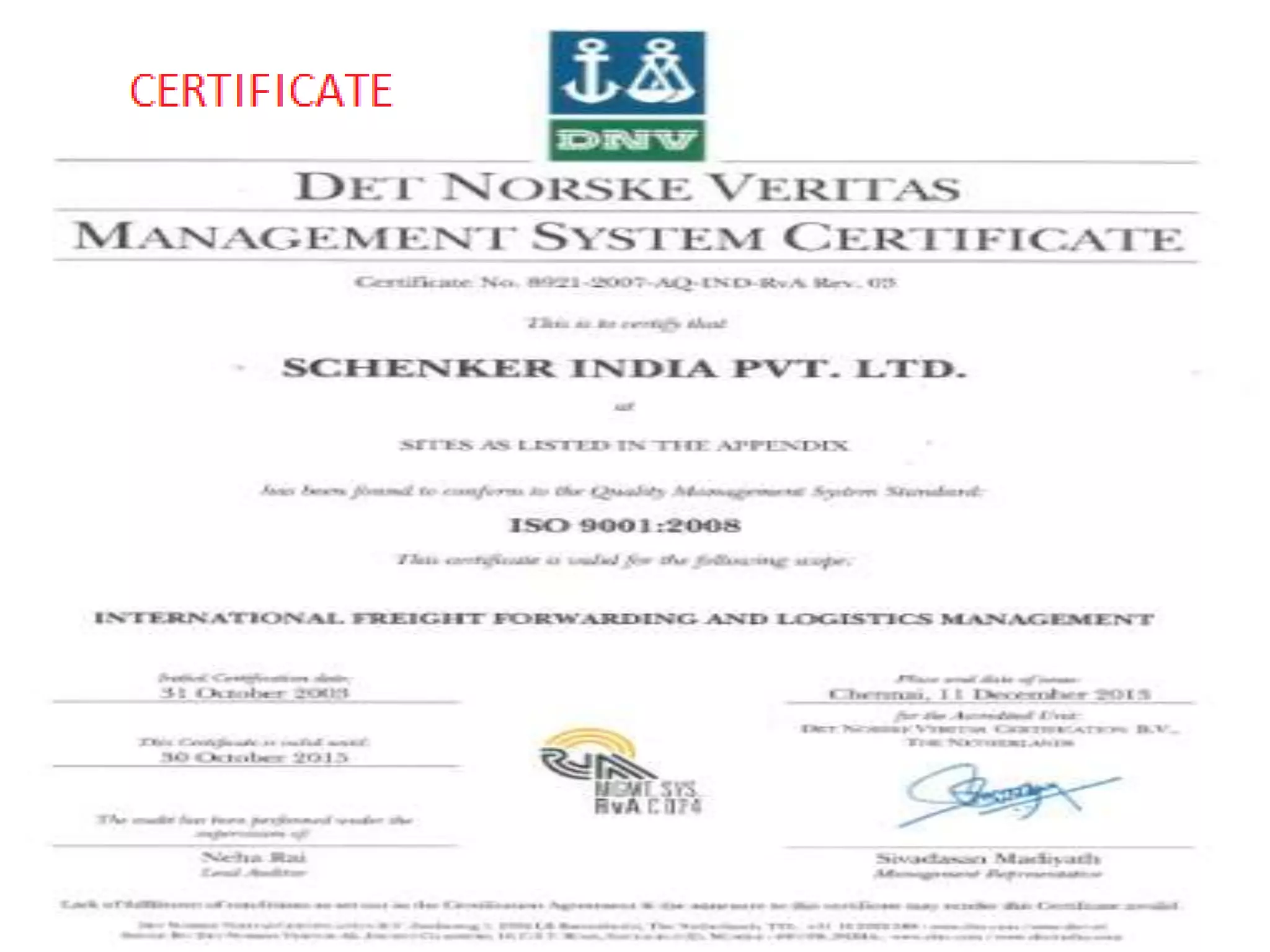 Db schenker by sachin nain and vishnu narayanan | PPTX