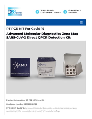 RT PCR KIT For Covid 19 | Covid-19 RT PCR KIT | PDF