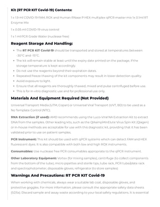 RT PCR KIT For Covid 19 | Covid-19 RT PCR KIT | PDF