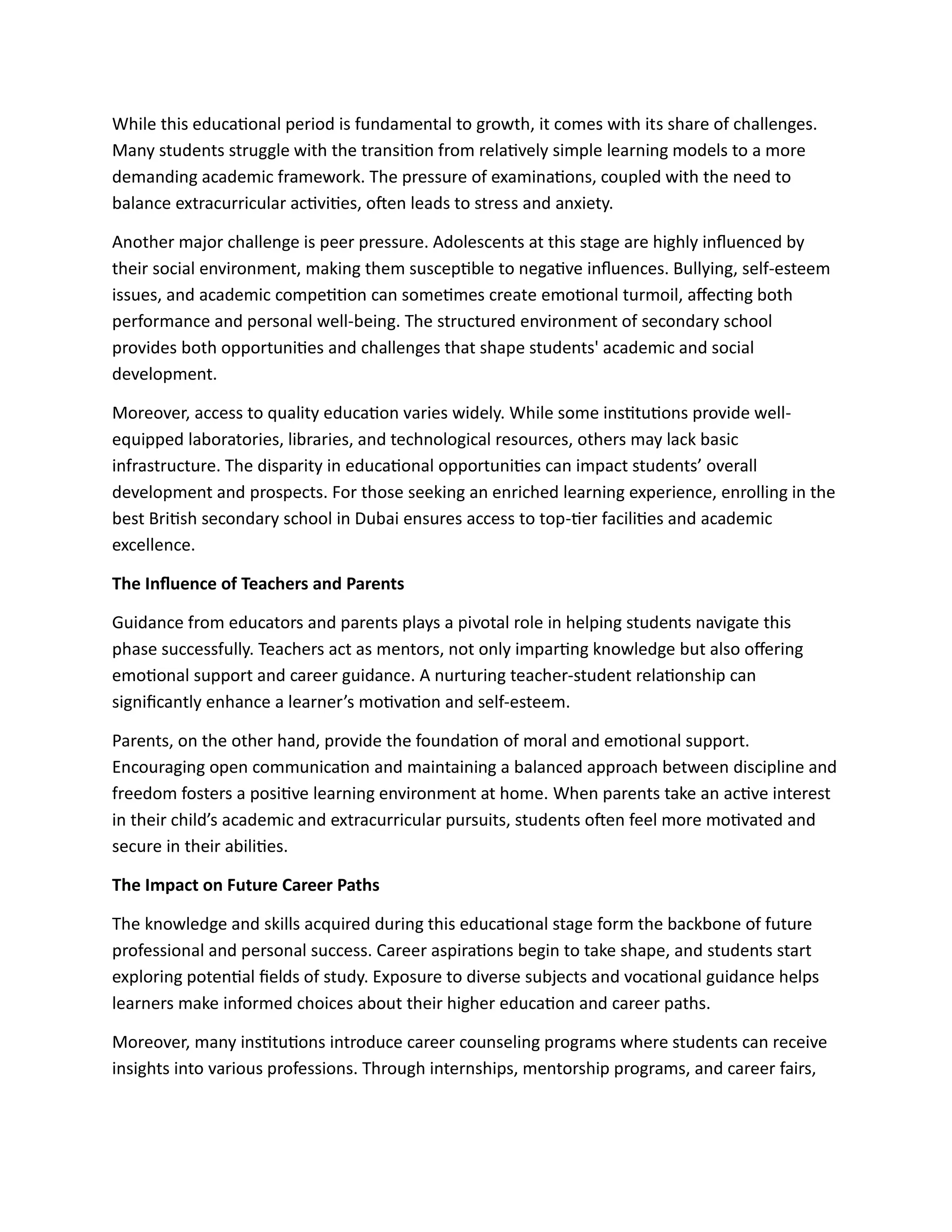 The Importance of Secondary Education in Personal and Academic Growth | PDF