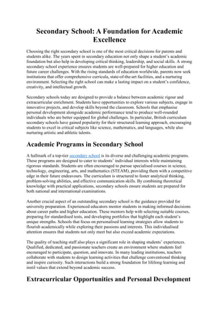 Secondary School: A Foundation for Academic Excellence | PDF